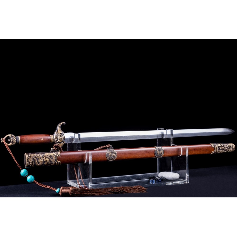 Buy Chinese Sword Leaping The Dragon Gate 4-Sided Damascus Folded ...