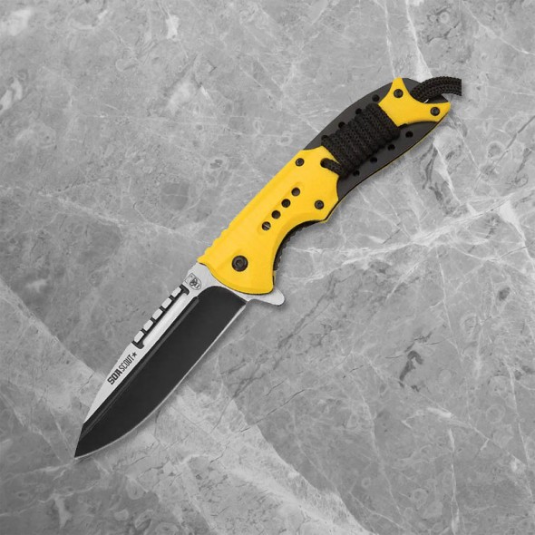 Buy SOA Yellow Scout Pocket Knife with Black Paracord Wrapping ...